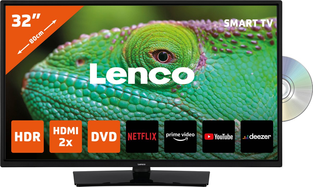 Lenco DVL-3273BK - 32" Smart TV met ingebouwde DVD speler - Zwart | bol