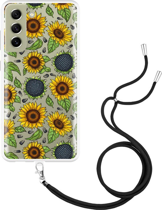 Cazy Hoesje met Koord geschikt voor Samsung Galaxy S21 FE - Sunflowers | bol