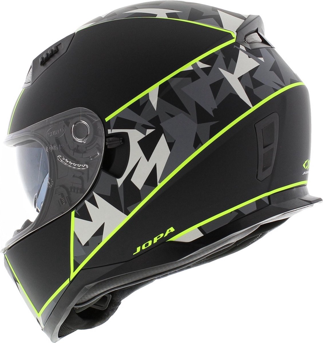 Jopa Sonic integraal helm Camo mat zwart geel met zonnevizier XL 60-61 ...