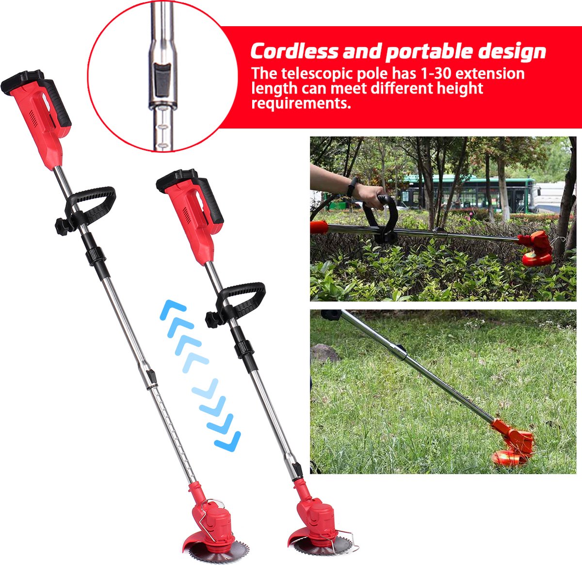 Wolike Grastrimmer - Draaibaar Grasmachine - Opvouwbaar Grasmaaier ...