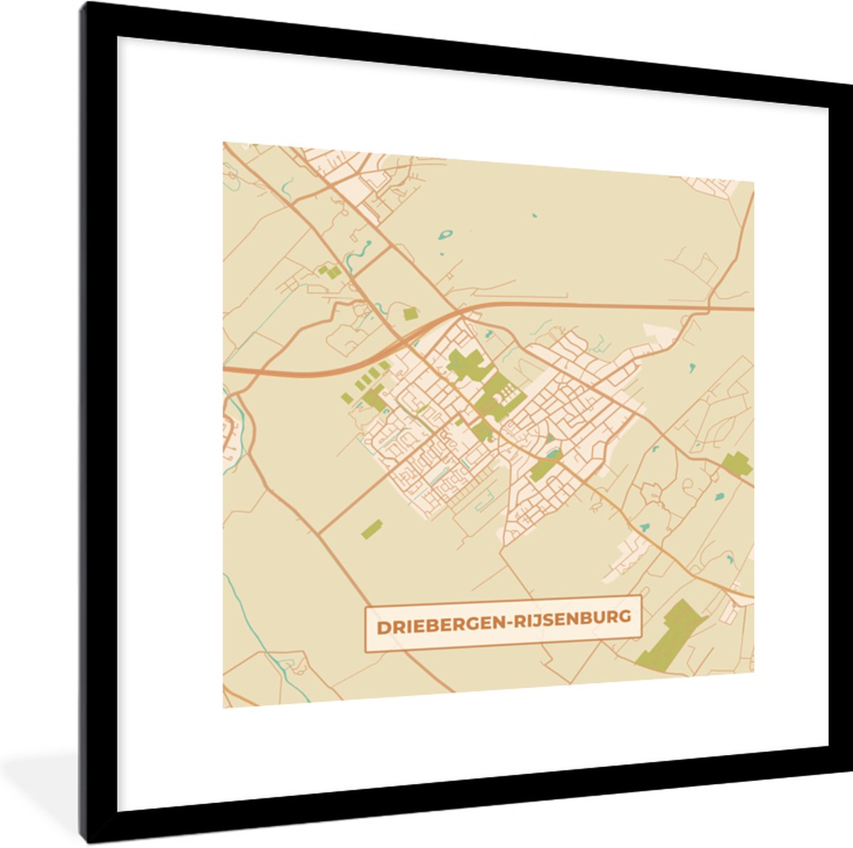 Fotolijst incl. Poster - Kaart - Driebergen-Rijsenburg - Plattegrond ...