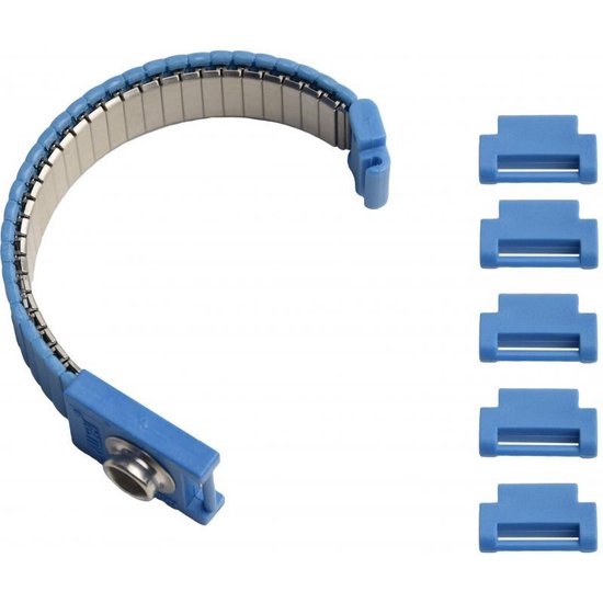 Killstat Metal Adjustable Stainless Steel Wristband Push Button Blue ...