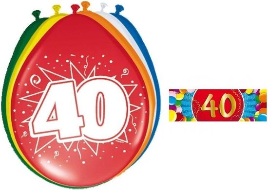 Ballonnen 40 jaar van 30 cm 16 stuks + gratis sticker | bol