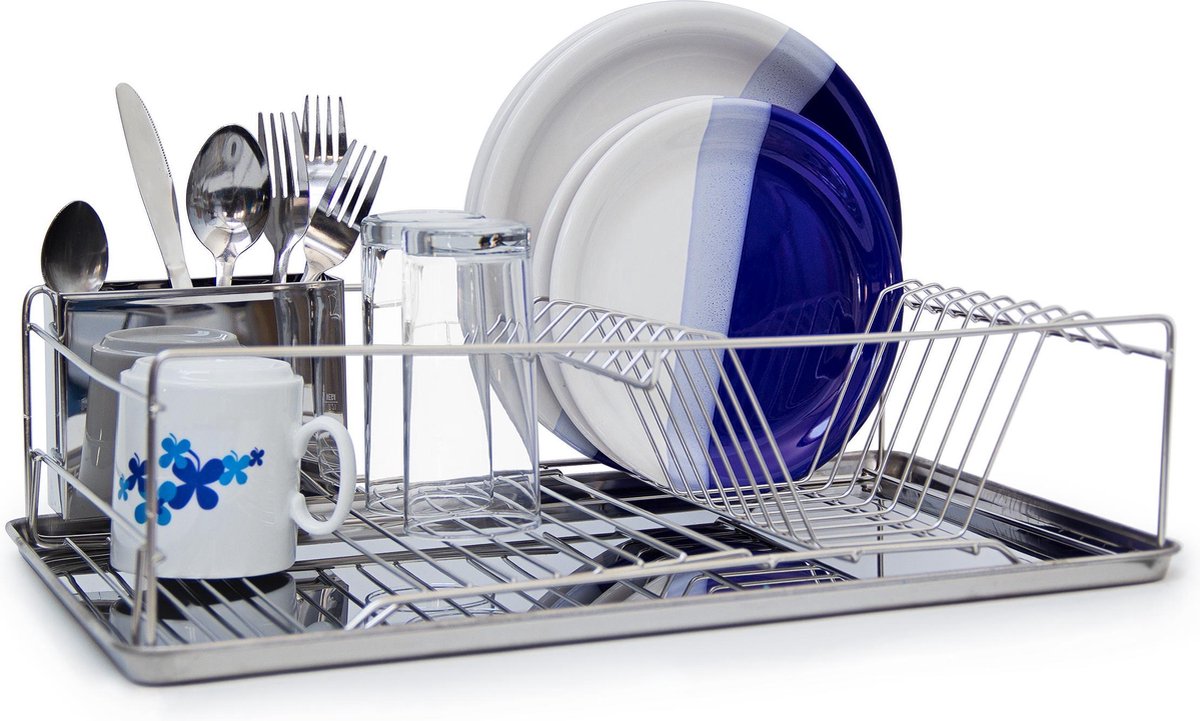 Relaxdays Afdruiprek met bestekmand & lekbak - afwasrek - druiprek ...