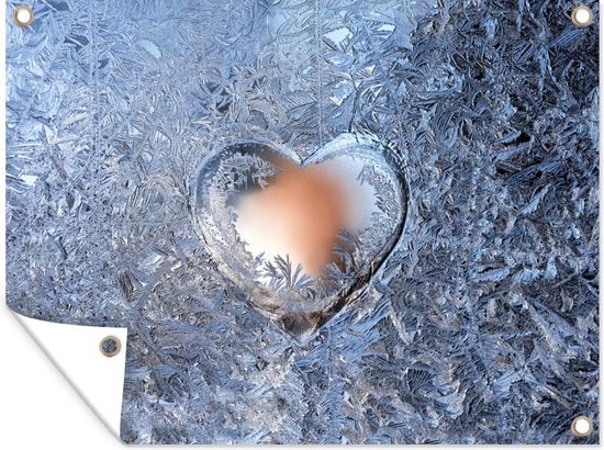 Muurdecoratie buiten Hartje - IJs - Winter - 160x120 cm | bol.com