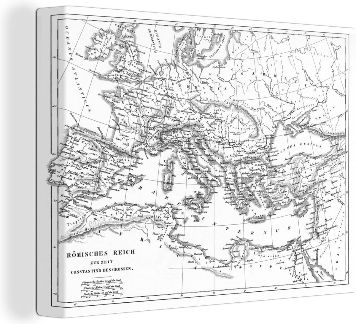 Canvas Schilderij Geïllustreerde kaart van het Romeinse Rijk - 80x60 cm ...
