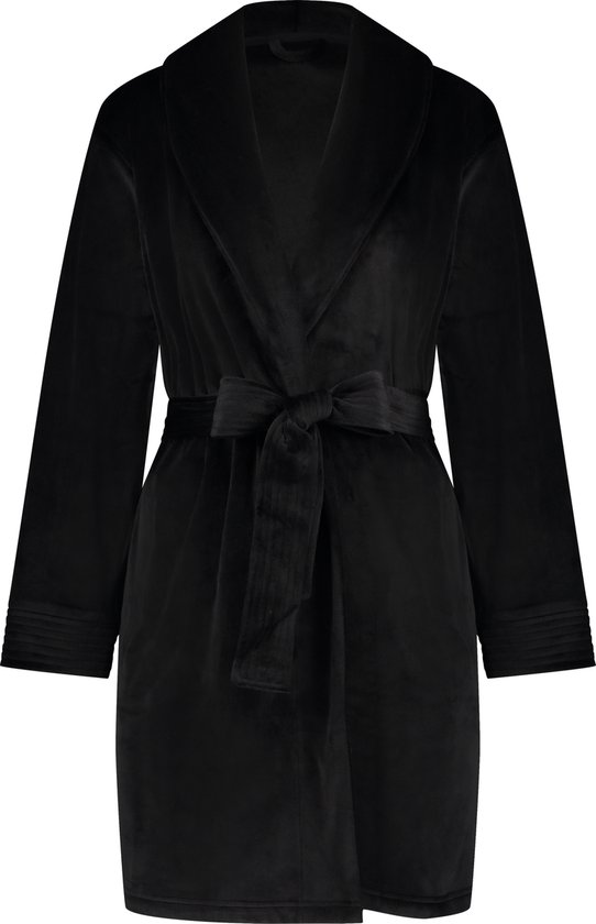 Hunkemöller Korte badjas Velours Zwart XS/S | bol