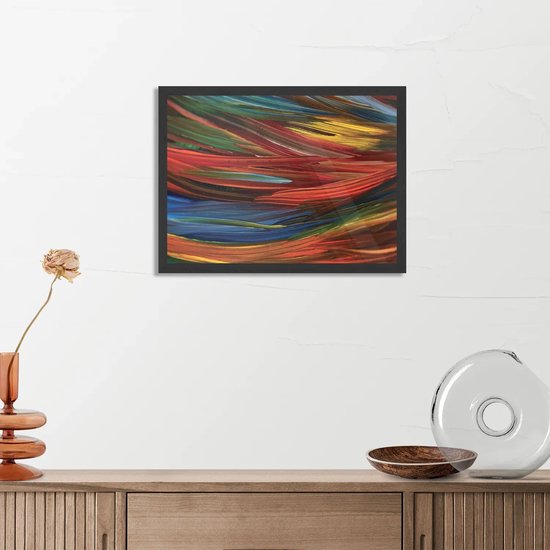 Poster Geschilderde Strepen Kleurrijk Rechthoek Horizontaal Met Lijst L (50 X 40 CM) -... | bol