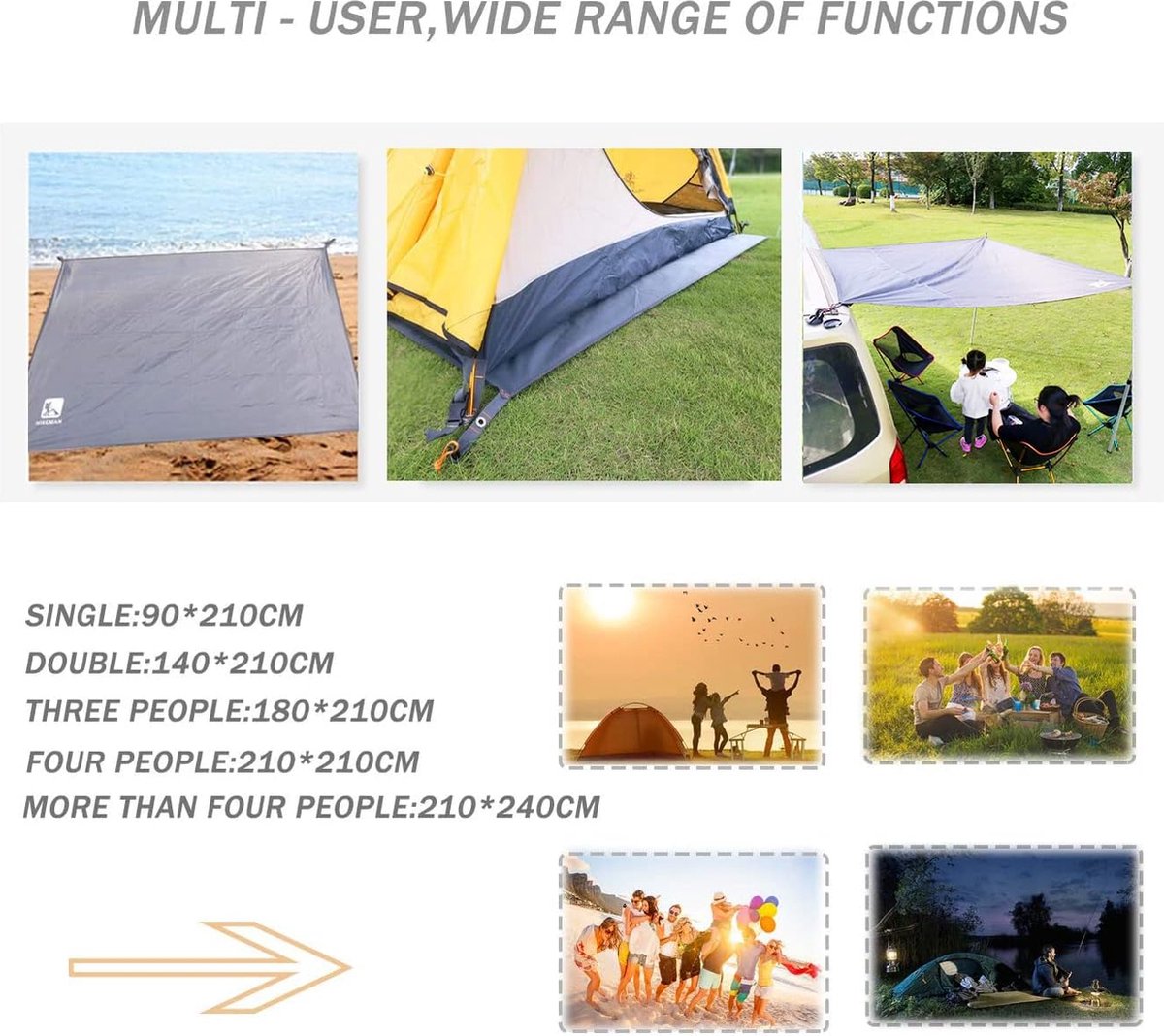 Tentzeil , veelzijdig kampeertentzeil , waterdichte tentonderlegger ...