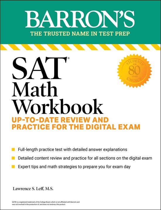 Barron's SAT Prep- SAT Math Workbook: Up-to-Date Practice for the Digital Exam |... | bol