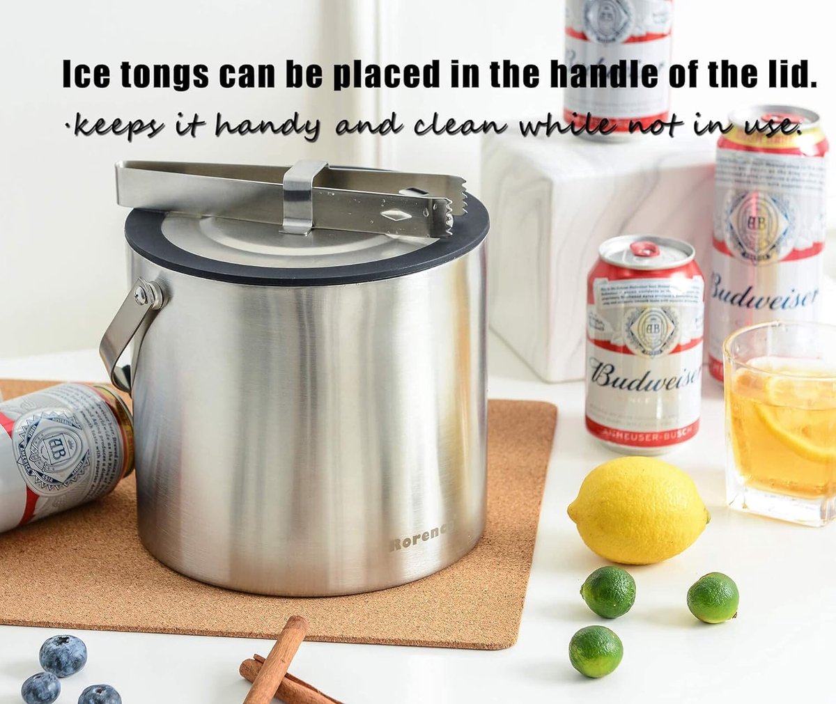 ROESTVRIJ STALEN IJSBAK: Dubbelwandige champagne-emmer van 2,8 liter ...