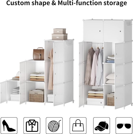 Modulaire kledingkast - Voor kleding & boeken - Kinderkast - 8 kubussen ...