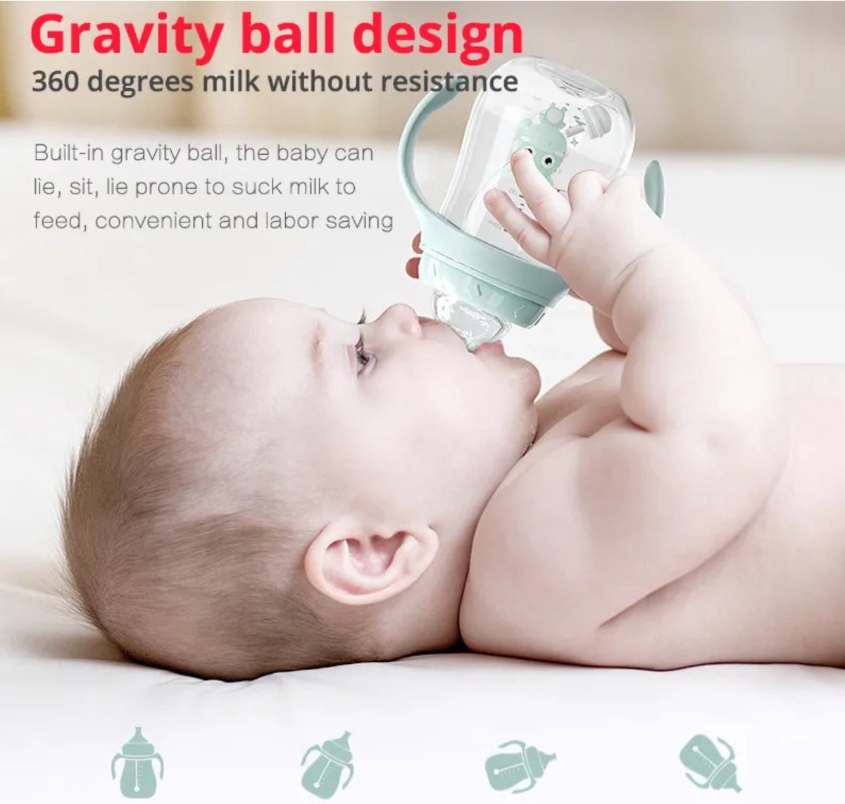 Multifunctionele Babyfles - Zuigfles met gravity ball- AntiLek - Brede ...