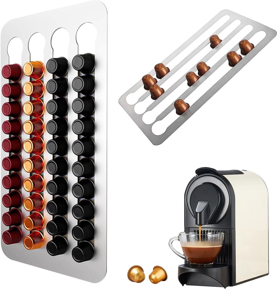 Koffiecapsules voor Nespresso capsulehouder wand, 40,5 x 22 cm ...