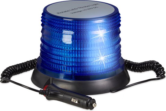 relaxdays zwaailicht blauw - led waarschuwingslicht - 2 standen - met ...