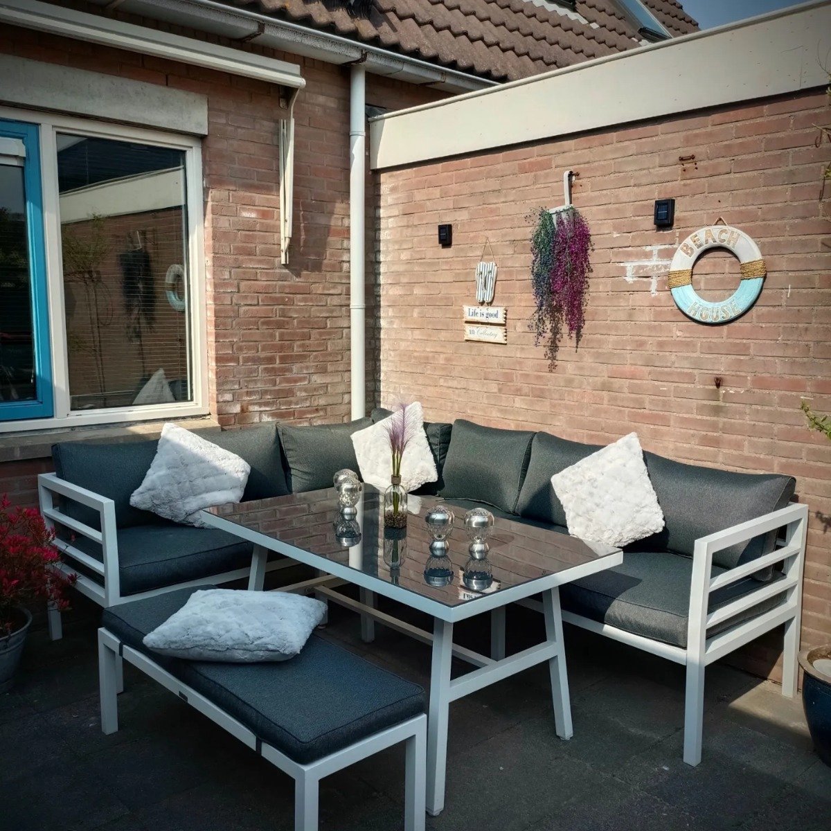 Garden Impressions Blakes lounge dining set 4 delig mat wit bol