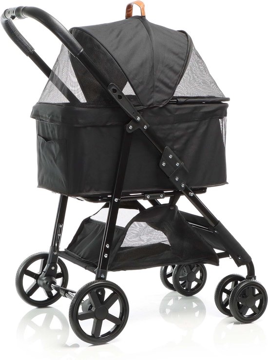 Fudajo hondenwagen 2-in-1 zwart inklapbare hondenbuggy, kinderwagen ...