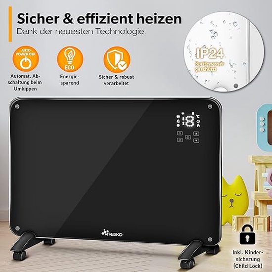 Slimme Verwarmer, Smart Glazen Convector- App wifi-functie, inclusief ...