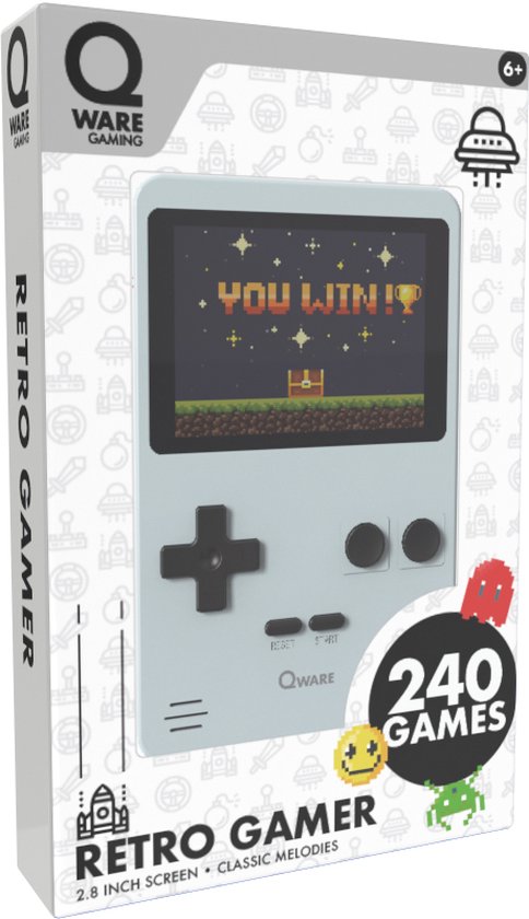 Qware Retro Gamer - Retro Spelcomputer - 240 Games - 8-Bit - 2.8 inch ...