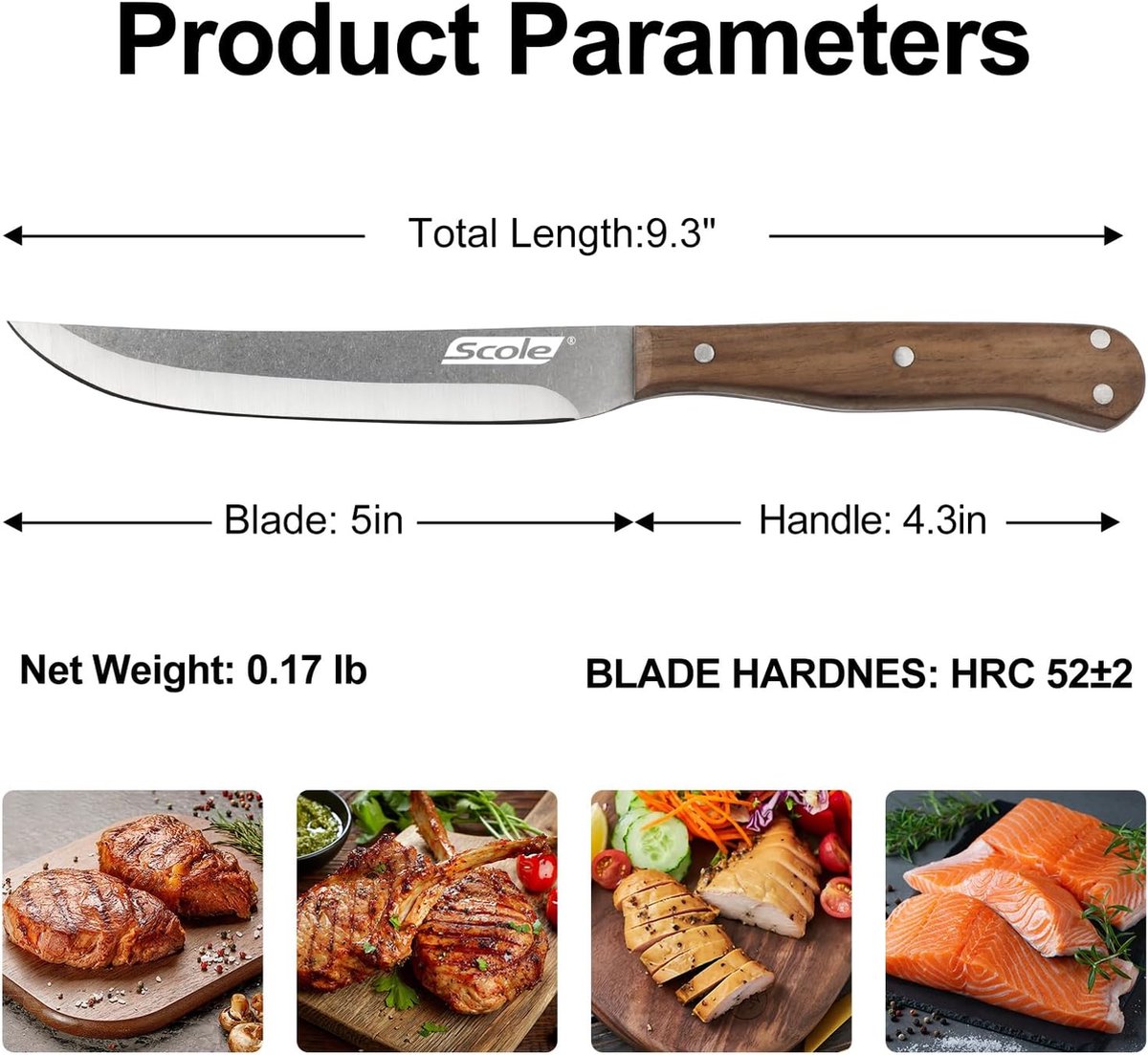 Steakmessen, 6-delig, keukensteakbestek, messenset van Duits carbon ...