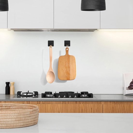 Black Self Adhesive Hooks Stainless Steel Wall Hooks 3 Pieces Self ...