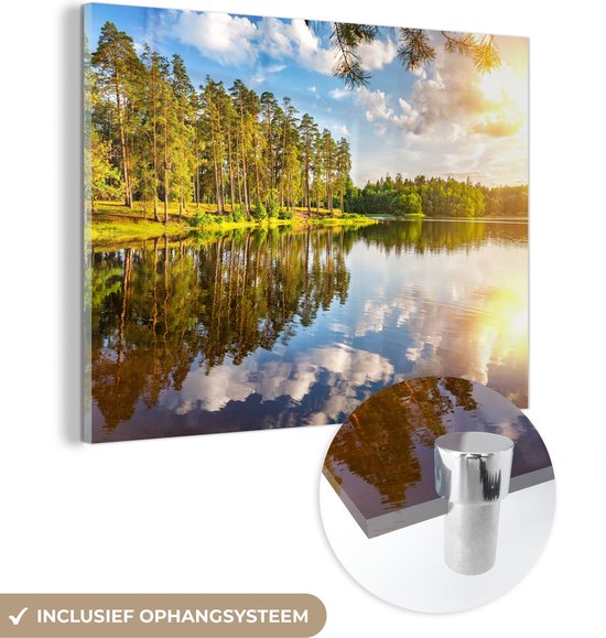 MuchoWow® Glasschilderij 80x60 cm - Schilderij acrylglas - Water ...