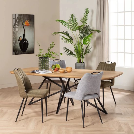 Eetkamerstoel Rodney - Otis Olijf - Stof - Groen - Industrieel ...