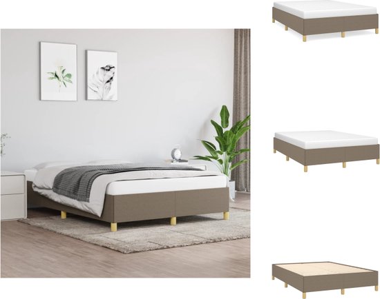 vidaXL Bedframe - taupe - 193 x 143 x 35 cm - multiplex lattenbodem ...