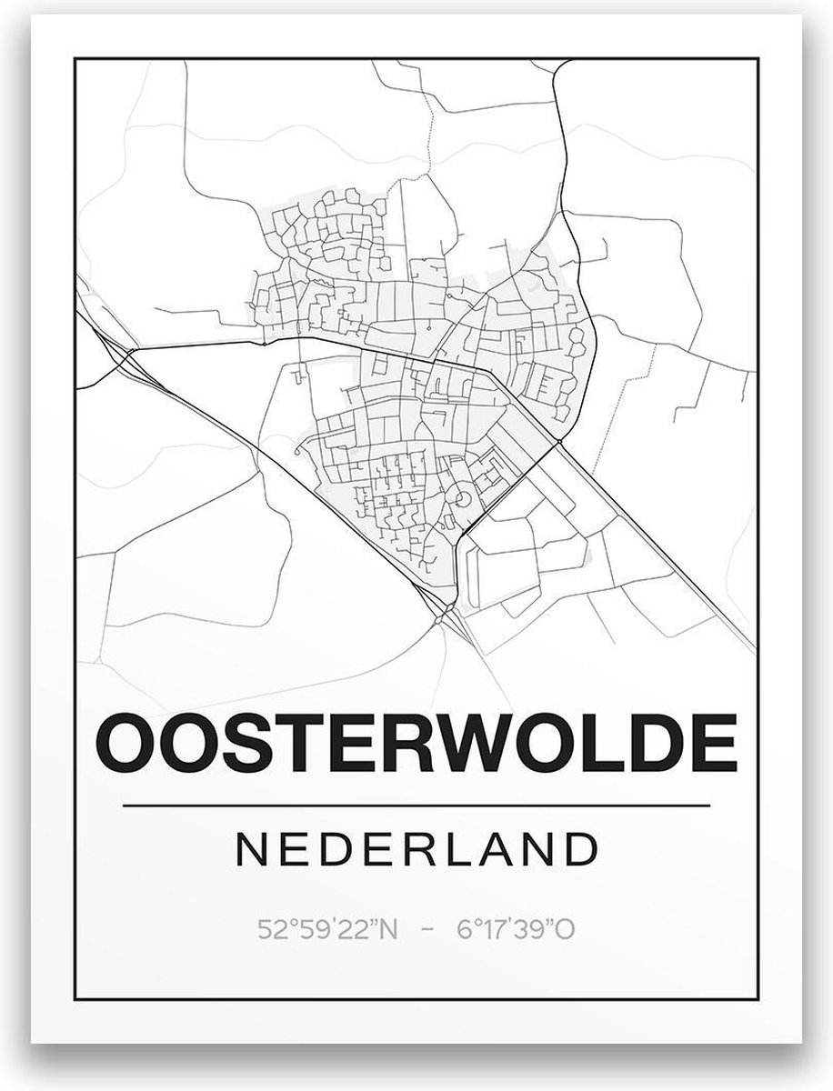 Poster/plattegrond OOSTERWOLDE - 30x40cm | bol.com