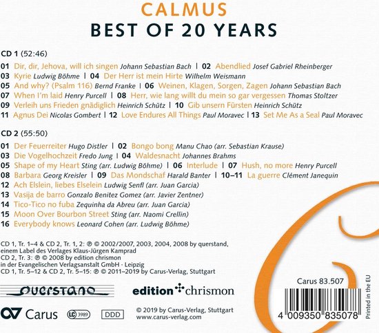 Best Of 20 Years (CD), Calmus | Muziek | bol