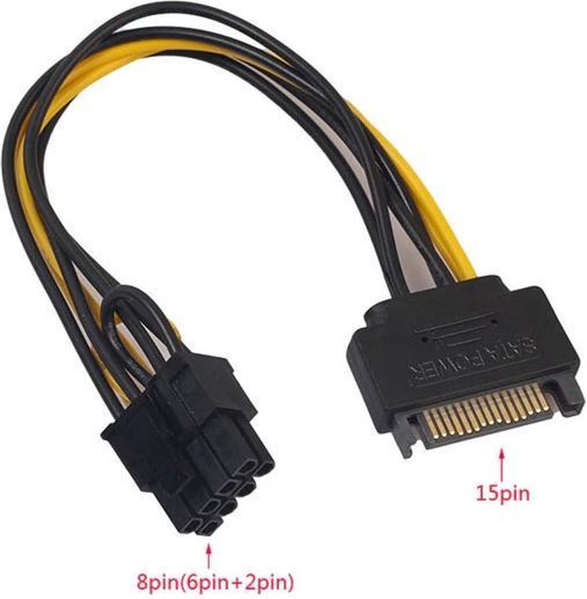 15-Pin SATA to 8-Pin Pcie video card Power kabel | bol