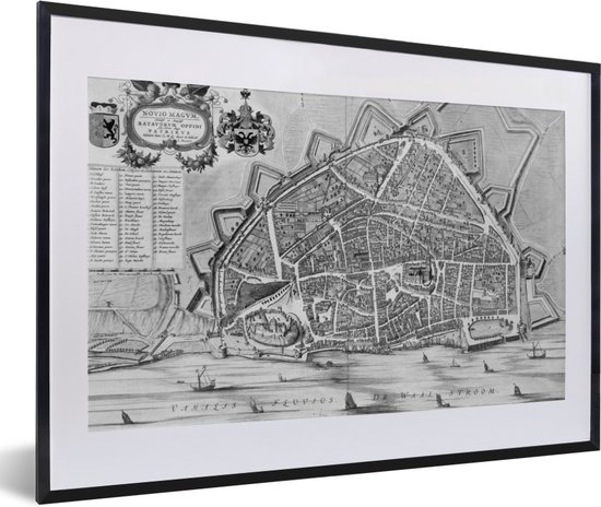 Fotolijst incl. Poster - Stadskaart - Nijmegen - Antiek - 60x40 cm ...