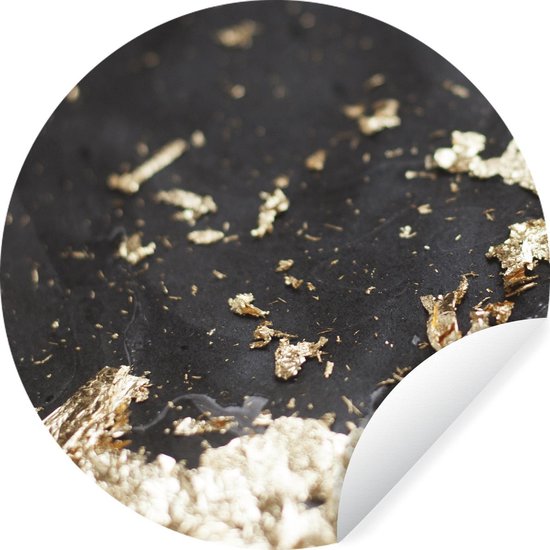 WallCircle - Muurstickers - Behangcirkel - Marmer - Goud - Luxe - Zwart - ⌀ 30 cm -... | bol