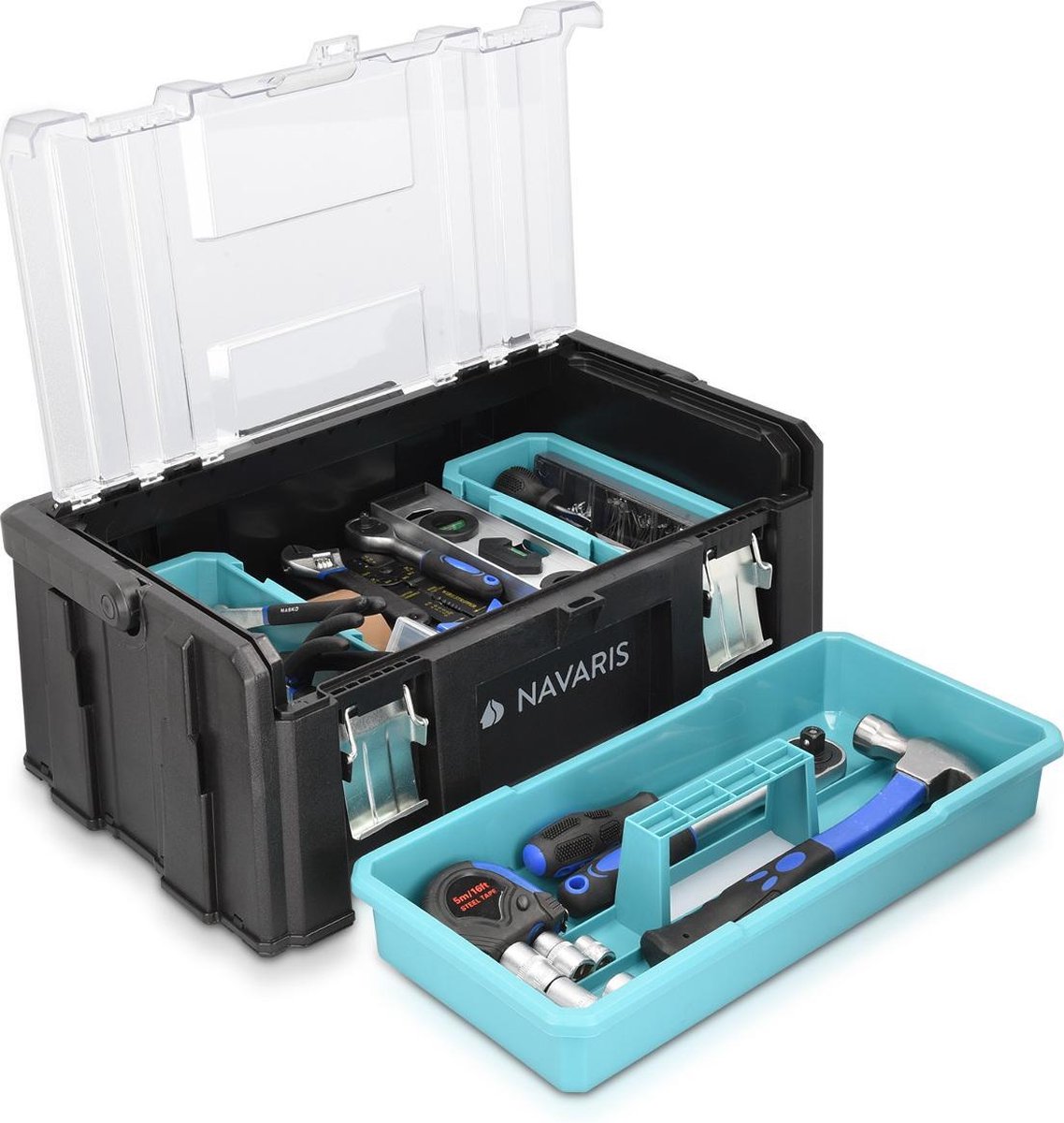 Navaris kunststof gereedschapskist 20" leeg - Gereedschapskoffer met 1 ...