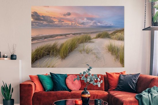 Canvas - Strand - Duin - Zee - Lucht - Gras - Schilderijen op canvas - 180x120 cm -... | bol.com