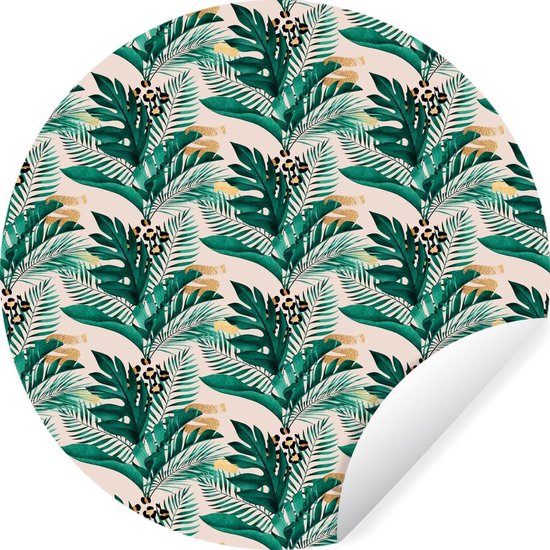 WallCircle - Muurstickers - Behangcirkel - Tropical - Blauw - Bladeren - 140x140 cm -... | bol.