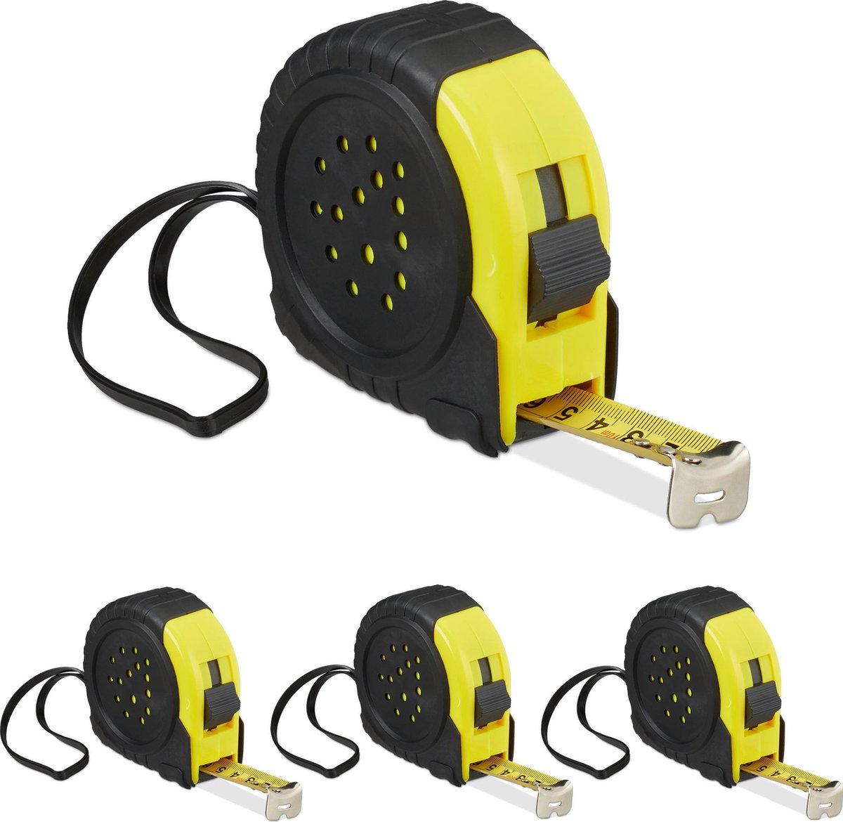 Relaxdays 4x rolmaat 10 meter - rolmeter - rolbandmaat - cm inch ...