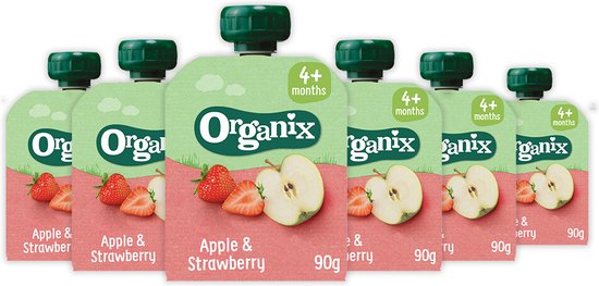 Organix Knijpfruit 4+m Appel & Aardbei - Babymaaltijd - Knijpfruit - 18 ...