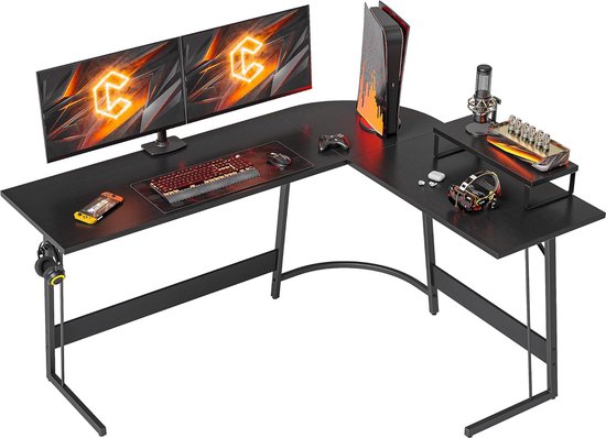 Gaming tafel hoekbureau 150 x 120 cm, bureau L-vorm voor kantoor, pc ...