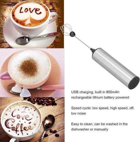 Handheld oplaadbare melkopschuimer garde - elektrische staafmixer met USB-aansluiting | bol