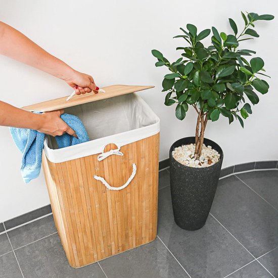 Rechthoekige XL Wasmand Met Deksel - 83 L Opvouwbare Wasverzamelaar ...