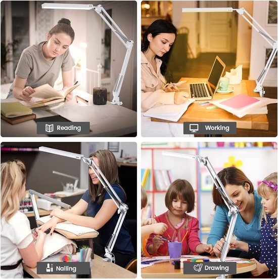 LED Bureaulamp met Klem - Oogbeschermende LED Lamp - Multi-hoek ...