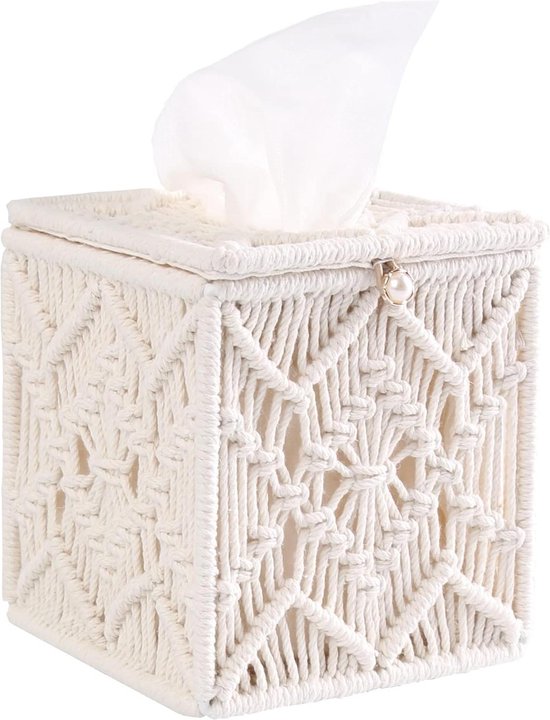 Tissue Box Cover Boho Vierkante Macrame - Tissue Houders - Badkamers ...