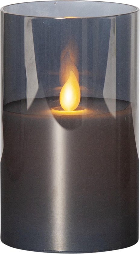 Star Trading Kaars M-Twinkle, zuilkaars, zwart, rookglas, LED, timer ...