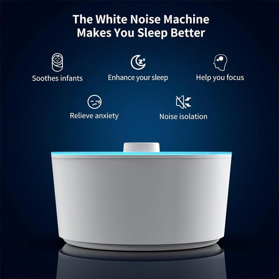 Witte Ruis Machine met Nachtlicht - Oplaadbaar - Baby's Slaap Machine - Non-looping... | bol