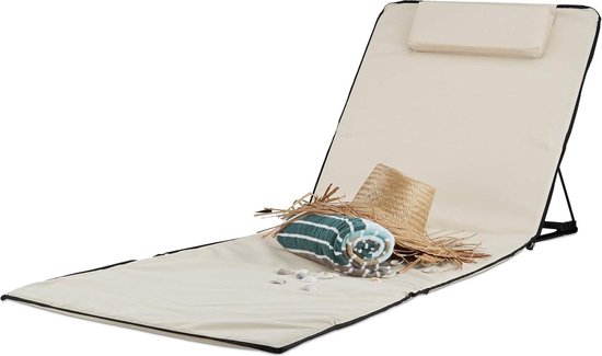 Beach Mat XXL Padded with Cushion - Adjustable Backrest - Foldable ...