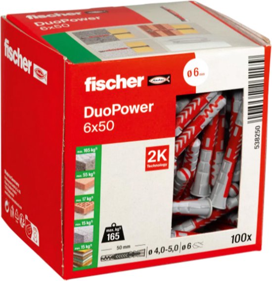 Wovar Fischer Duopower pluggen 6 x 50 mm | Doos 100 stuks | bol