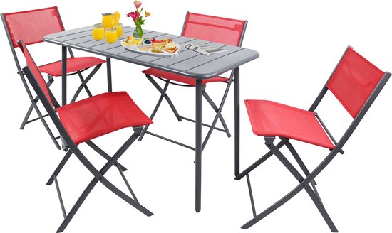 VCM VCM 5-delige bistroset eettafel tuinset balkonset stoel opvouwbare tafel tuin... | bol