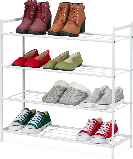 Schoenenrek metaal 4 laags - 12 paar - HBD 70 x 70 x 26 cm - opbergrek ...