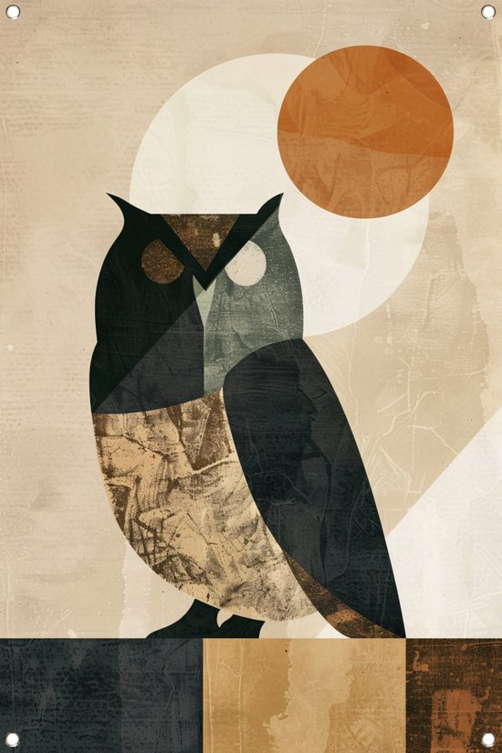 Uil poster - Dier tuinposter - Tuinposters Cirkels - Wanddecoratie ...